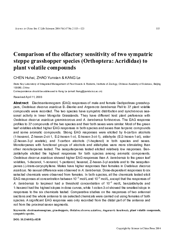 (PDF) Comparison of the olfactory sensitivity of two sympatric steppe ...