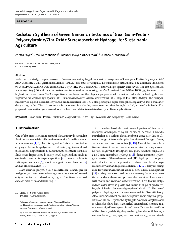 (PDF) Radiation Synthesis of Green Nanoarchitectonics of Guar Gum ...