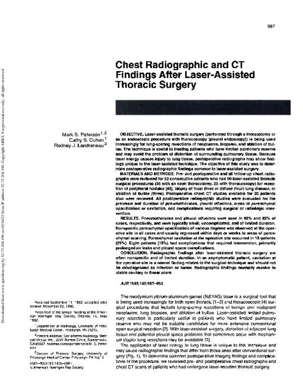 (PDF) Chest radiographic and CT findings after laser-assisted thoracic ...