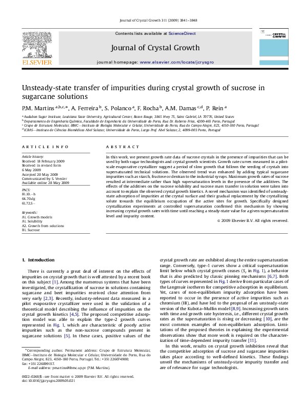 (PDF) Unsteady-state transfer of impurities during crystal growth of ...