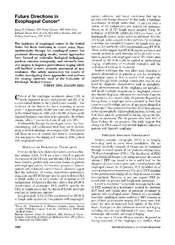 (PDF) Future Directions in Esophageal Cancer