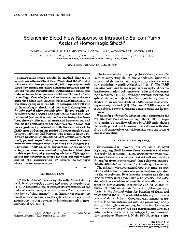 (PDF) Splanchnic blood flow response to intraaortic balloon pump assist ...