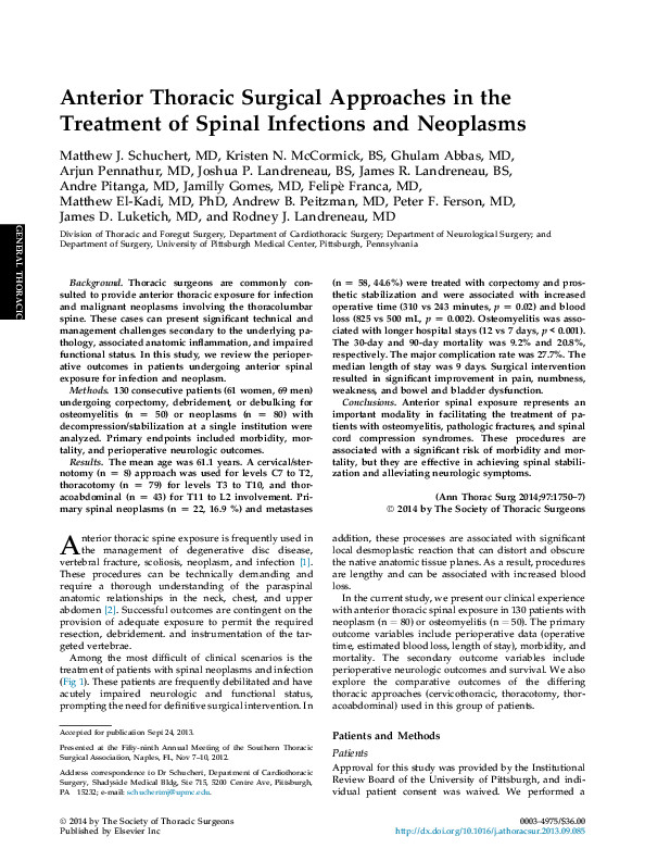 (PDF) Anterior Thoracic Surgical Approaches in the Treatment of Spinal ...