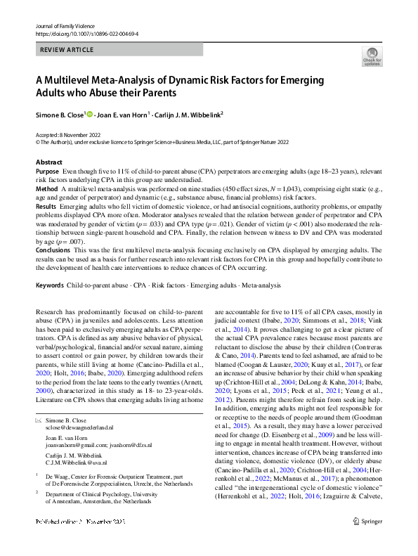 (PDF) A Multilevel Meta-Analysis of Dynamic Risk Factors for Emerging ...