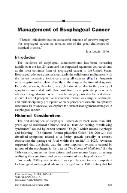 (PDF) Management of esophageal cancer | Rodney Landreneau - Academia.edu