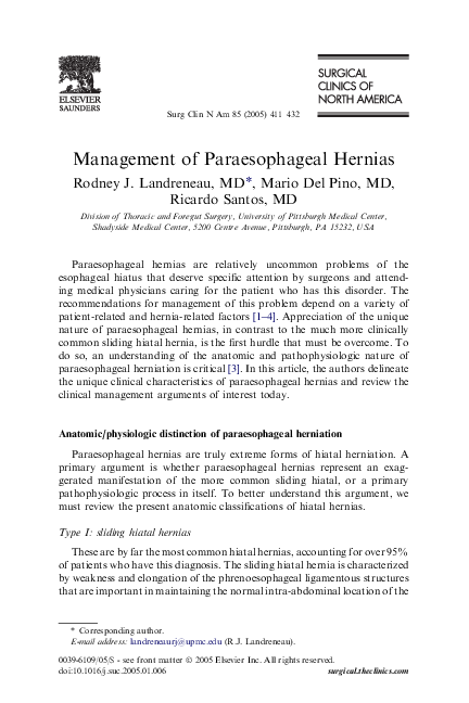 (PDF) Management of Paraesophageal Hernias