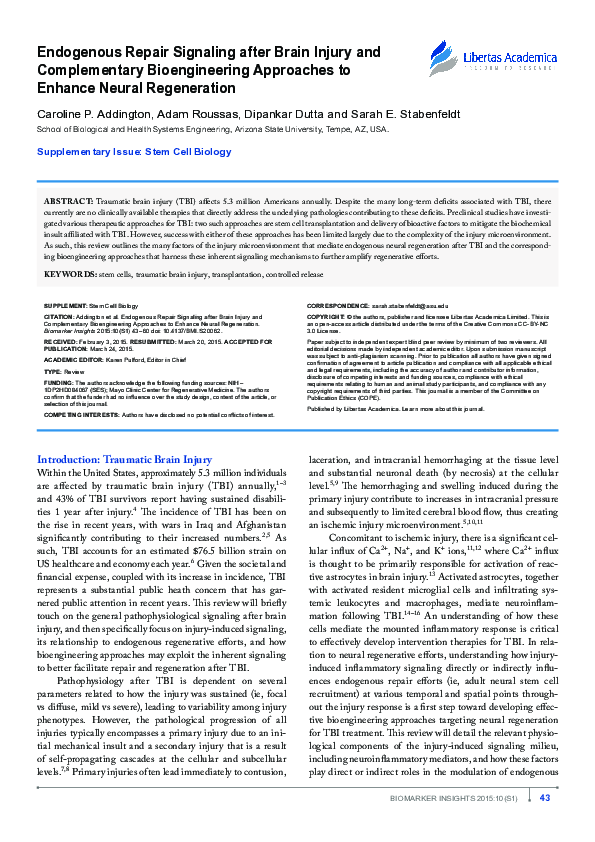 (PDF) Endogenous Repair Signaling after Brain Injury and Complementary ...