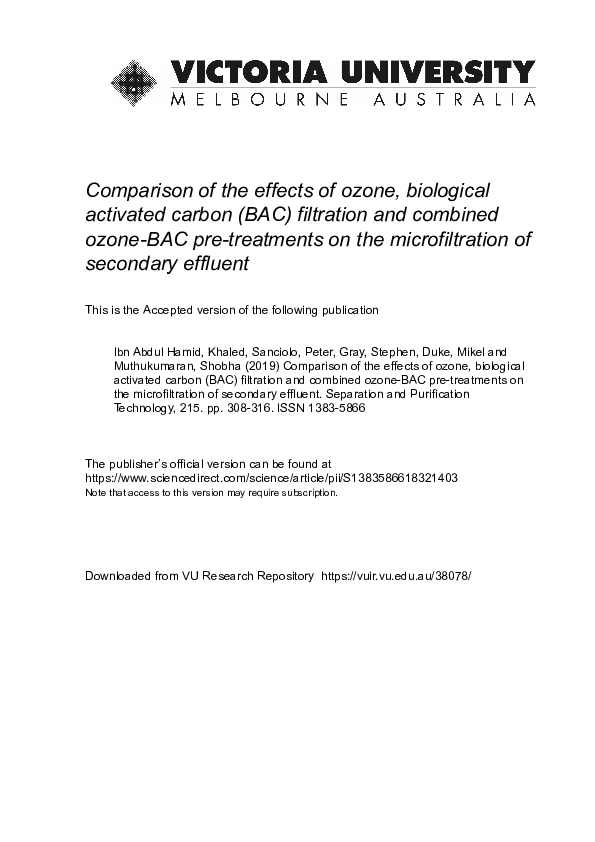 (PDF) Comparison of the effects of ozone, biological activated carbon ...