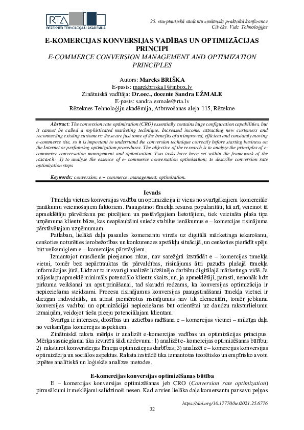 (PDF) E - Commerce Conversion Management and Optimization Principles