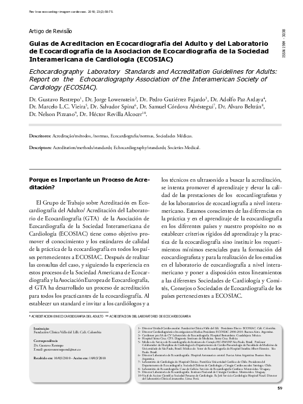 (PDF) Echocardiography Laboratory Standards and Accreditation ...