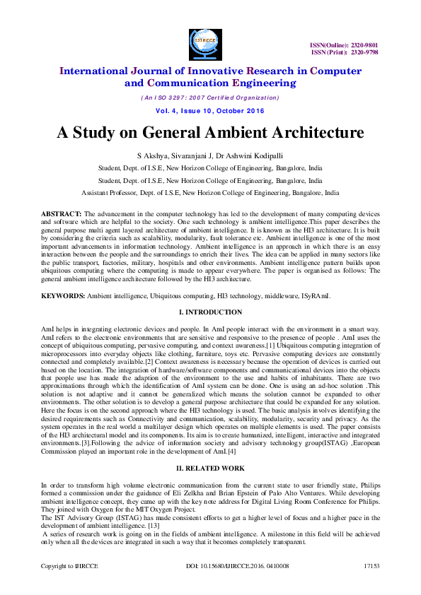(PDF) A Study on General Ambient Architecture