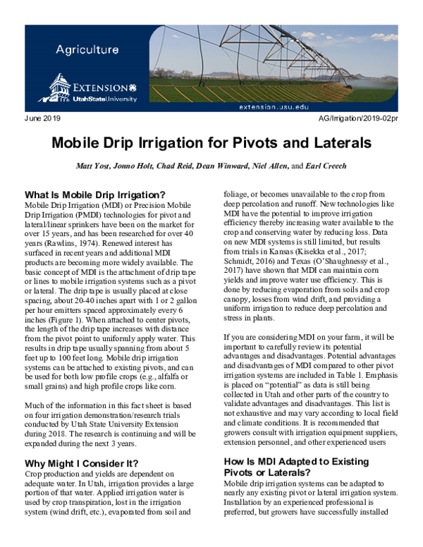 (PDF) Mobile Drip Irrigation for Pivots and Laterals