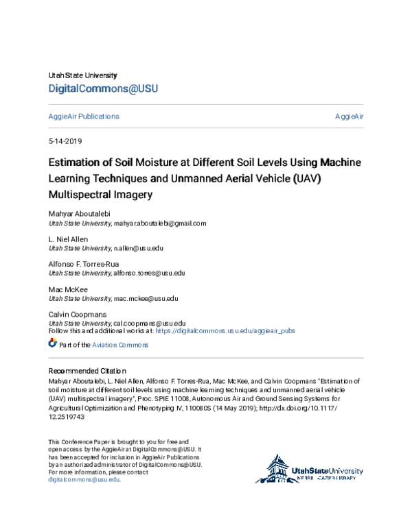 (PDF) Estimation of soil moisture at different soil levels using machine learning techniques and ...