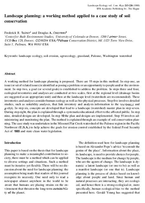 (PDF) Landscape planning: a working method applied to a case study of ...