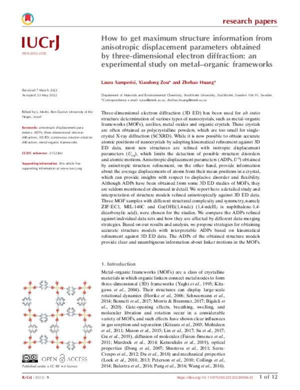 (PDF) How to get maximum structure information from anisotropic displacement parameters obtained ...