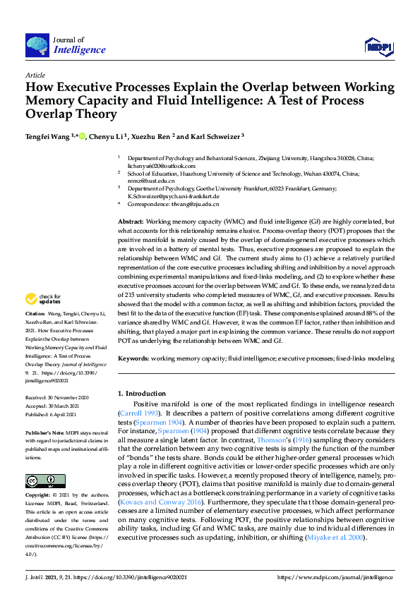 (PDF) How Executive Processes Explain the Overlap between Working Memory Capacity and Fluid ...