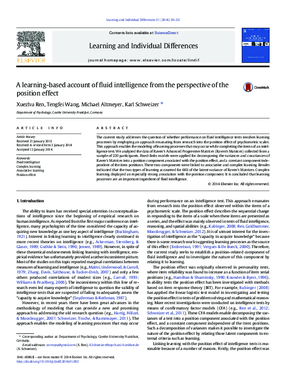 (PDF) A learning-based account of fluid intelligence from the ...