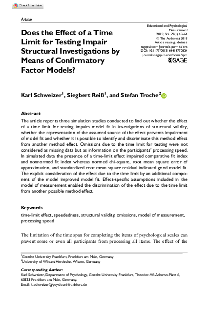 (PDF) Does the Effect of a Time Limit for Testing Impair Structural ...