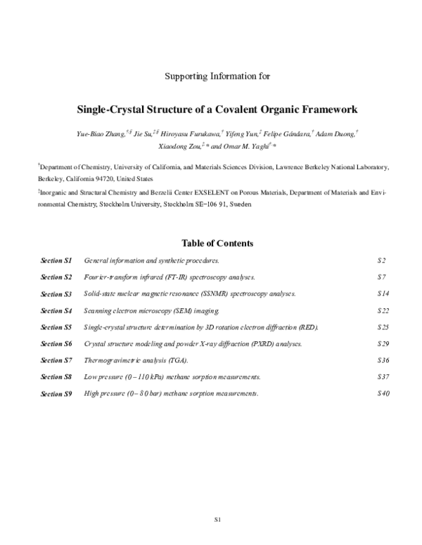 (PDF) Single-Crystal Structure of a Covalent Organic Framework
