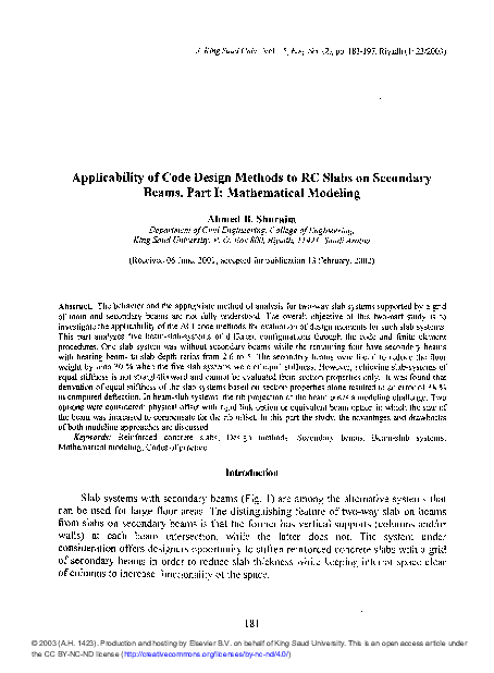 (PDF) Applicability of Code Design Methods to RC Slabs on Secondary ...