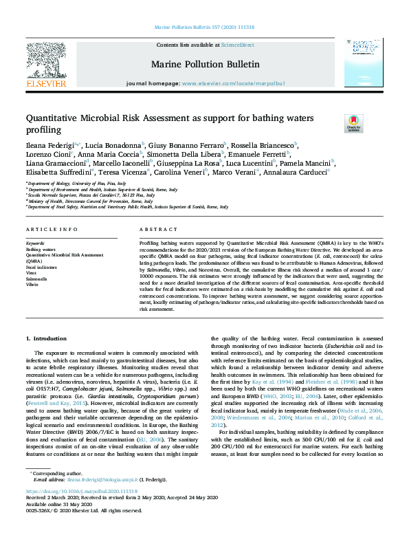 (PDF) Quantitative Microbial Risk Assessment as support for bathing ...