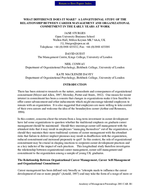 (PDF) What Difference Does It Make? A Longitudinal Study of the ...