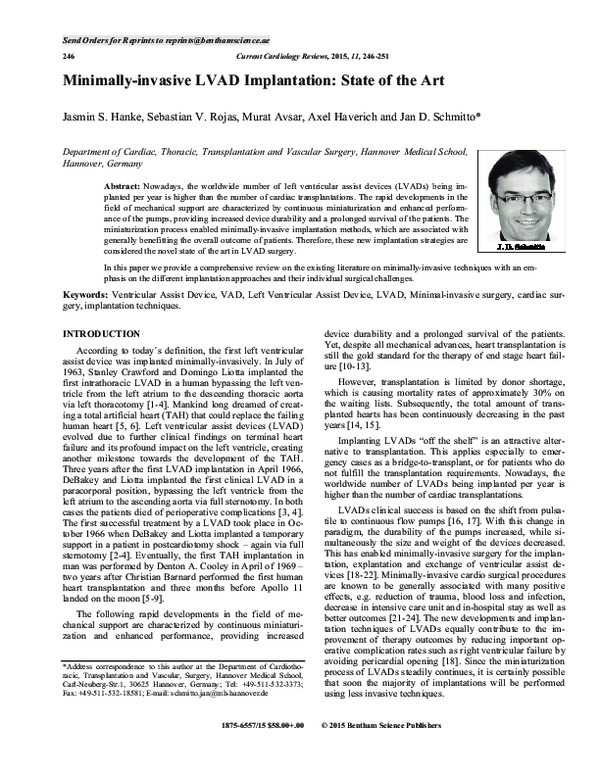 (PDF) Minimally-invasive LVAD Implantation: State of the Art