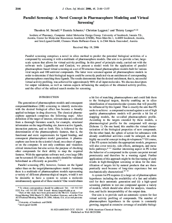 (PDF) Parallel Screening: A Novel Concept in Pharmacophore Modeling and ...