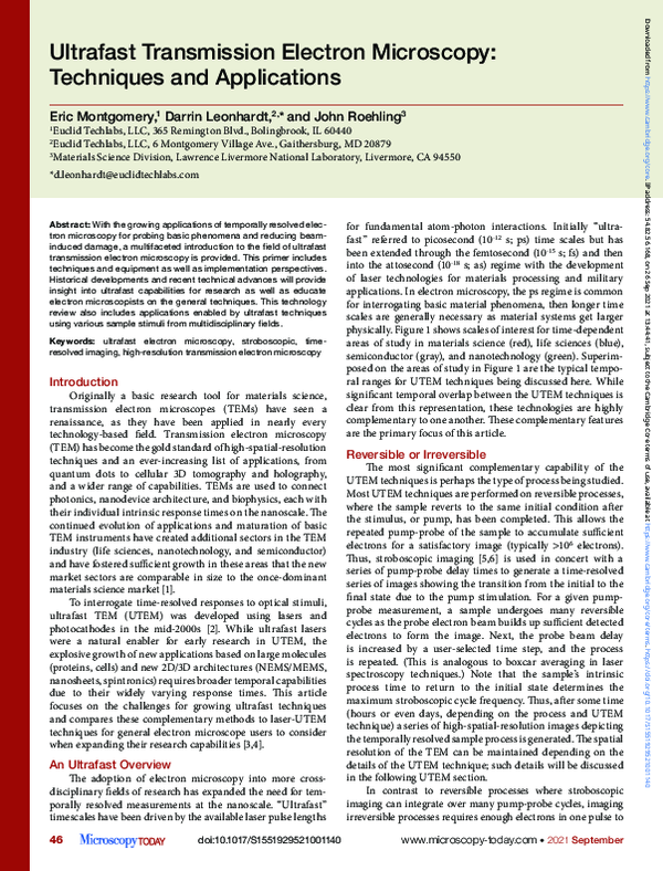 (PDF) Ultrafast Transmission Electron Microscopy: Techniques and ...