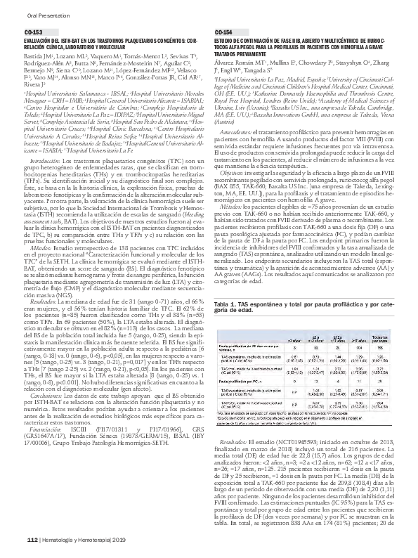 (PDF) Evaluación del ISTH-BAT en los trastornos plaquetarios congénitos ...