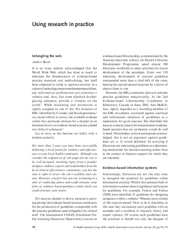 (PDF) Using research in practice