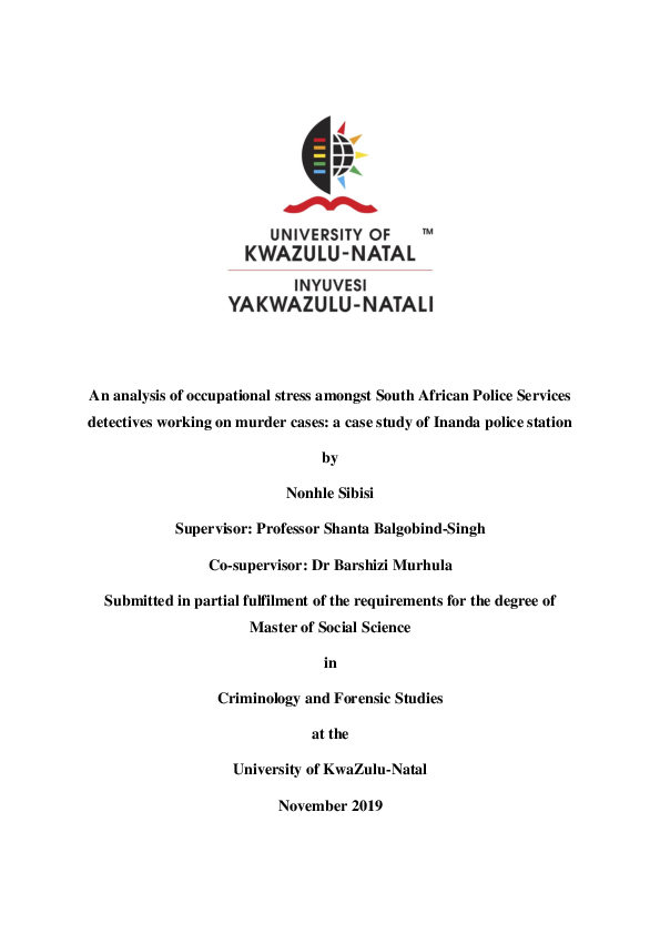 (PDF) An analysis of occupational stress amongst South African Police ...