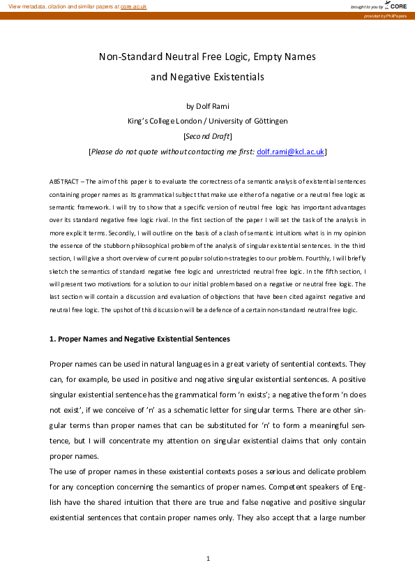 (PDF) Non-Standard Neutral Free Logic, Empty Names and Negative ...