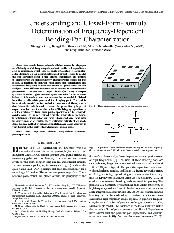 (PDF) Understanding and closed-form-formula determination of frequency-dependent bonding-pad ...