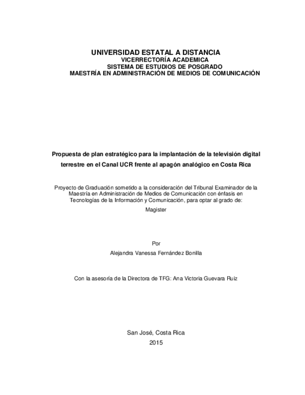 (PDF) Propuesta de plan estratégico para la implantación de la televisión digital terrestre en ...