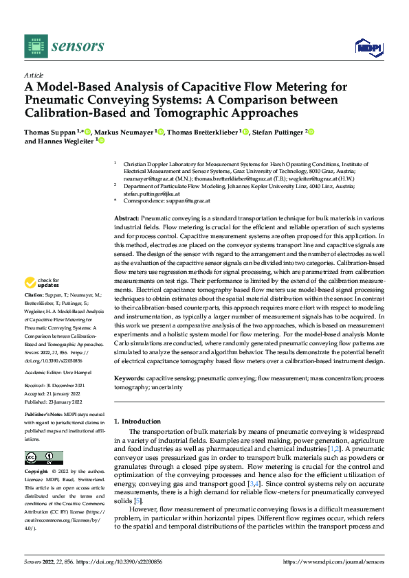 (PDF) A Model-Based Analysis of Capacitive Flow Metering for Pneumatic Conveying Systems: A ...