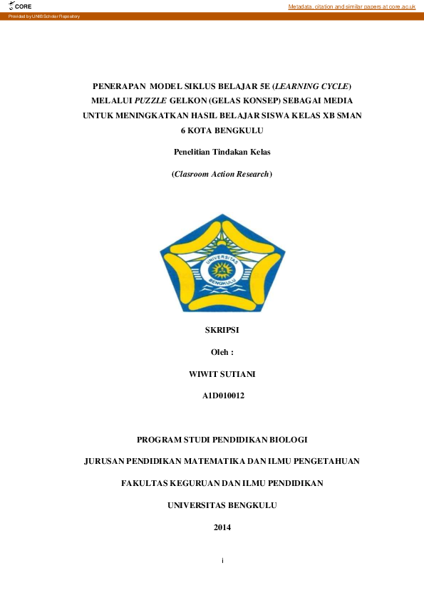 (PDF) Penerapan Model Siklus Belajar 5E (Learning Cycle) Melalui Puzzle Gelkon (Gelas Konsep ...
