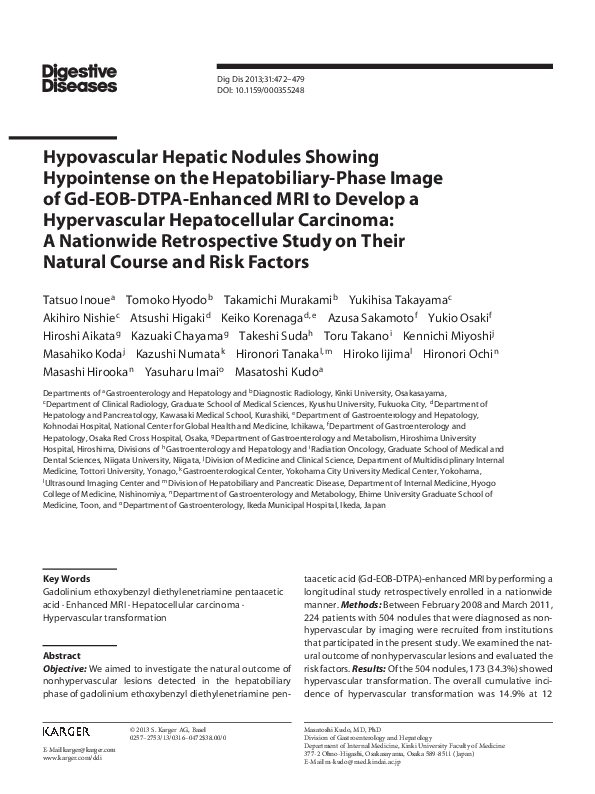 (PDF) Hypovascular Hepatic Nodules Showing Hypointense on the ...