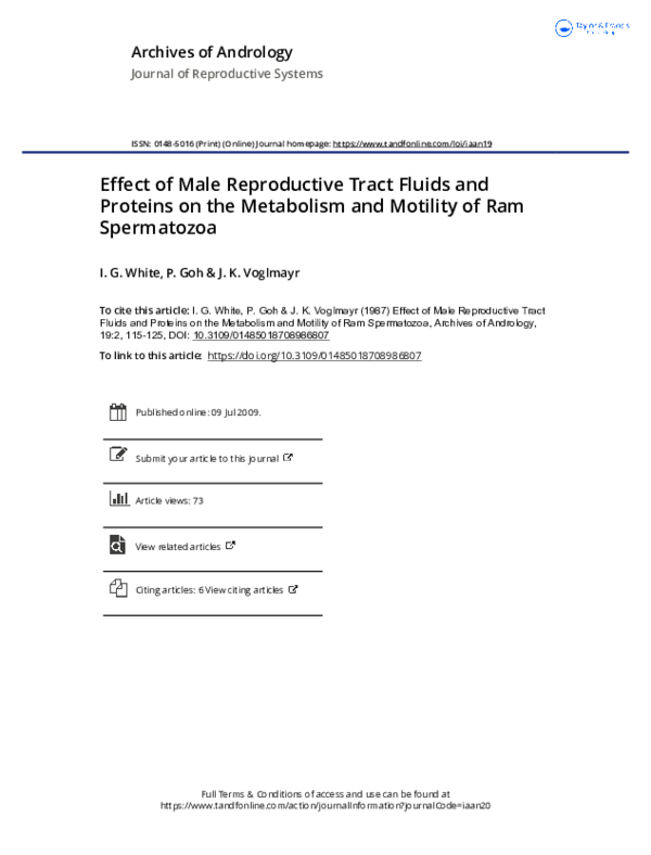(PDF) Effect of Male Reproductive Tract Fluids and Proteins on the ...