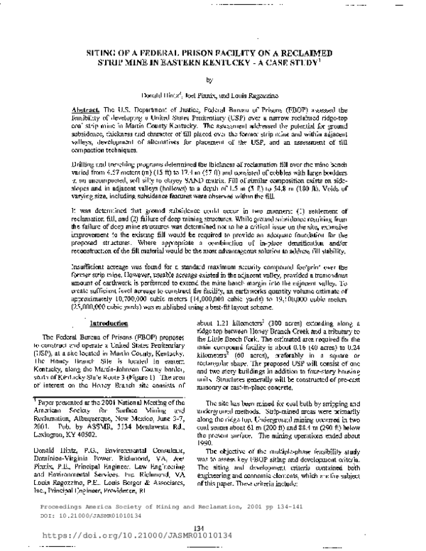 (PDF) Siting of a Federal Prison Facility on a Reclaimed Strip Mine in ...