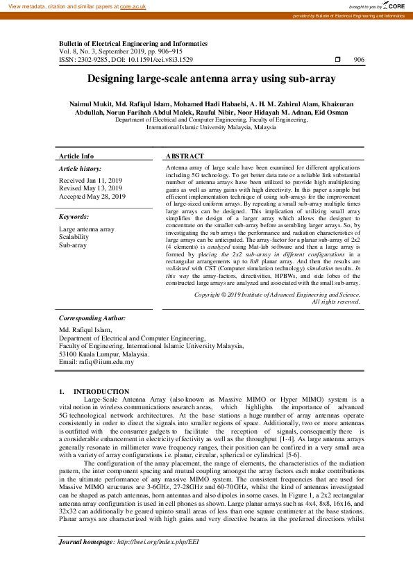 (PDF) Efficient Large-Scale Antenna Design via Sub-Arrays (PDF) Efficient Large-Scale Antenna Design via Sub-Arrays
