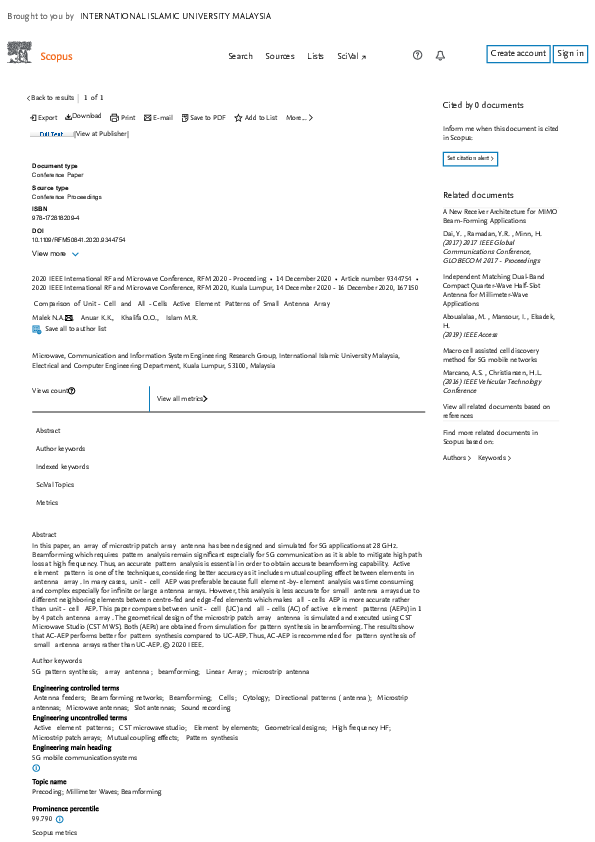 Pdf Comparison Of Unit Cell And All Cells Active Element Patterns Of