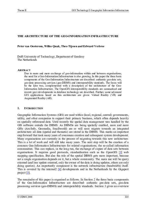 (PDF) The Architecture of the Geo-Information Infrastructure