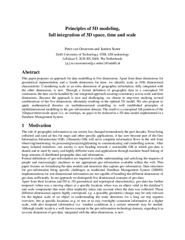 (PDF) Principles of 5D modeling, full integration of 3D space, time and ...
