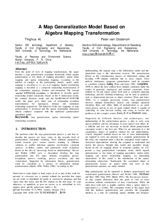 Pdf A Map Generalization Model Based On Algebra Mapping Transformation