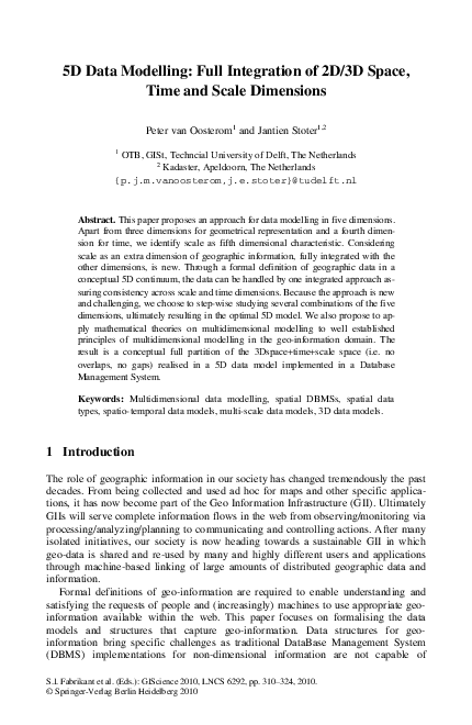 (PDF) 5D Data Modelling: Full Integration of 2D/3D Space, Time and ...