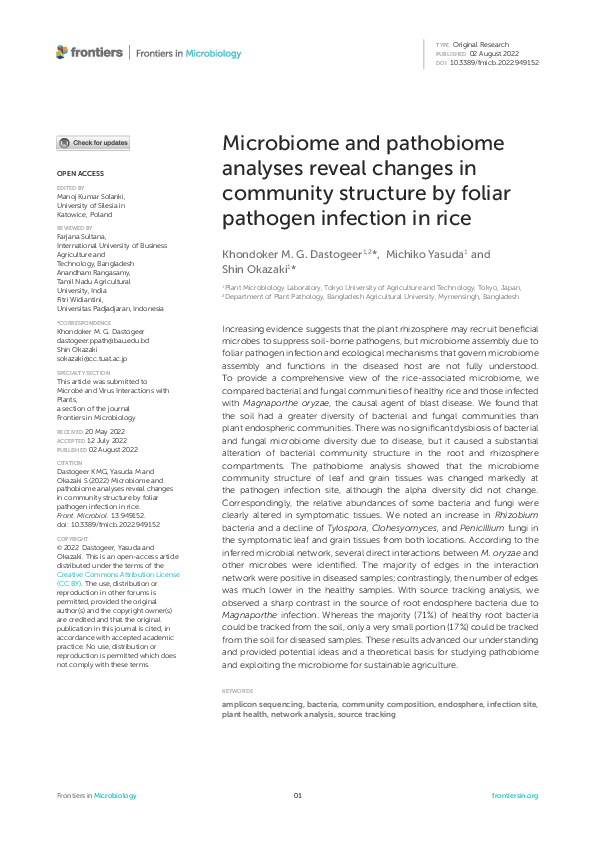 (PDF) Microbiome and pathobiome analyses reveal changes in community ...