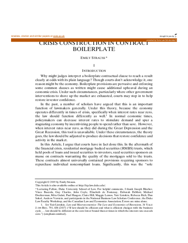 (PDF) Crisis Construction in Contract Boilerplate