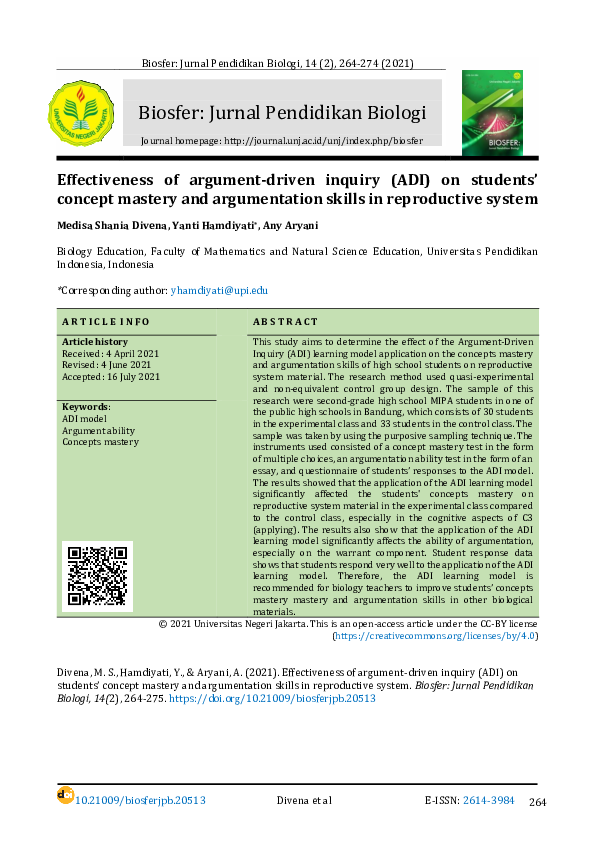 (PDF) Effectiveness of argument-driven inquiry (ADI) on students ...