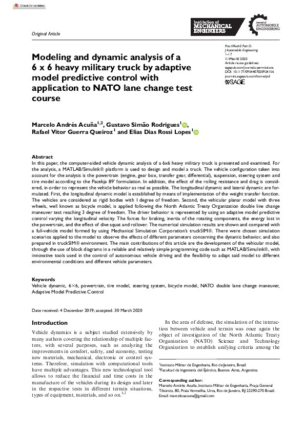 (PDF) Modeling and dynamic analysis of a 6 x 6 heavy military truck by ...